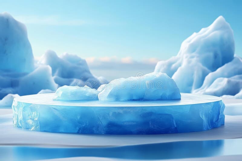 Ice Glacier Platform Display Generated Using AI. Stock Illustration ...
