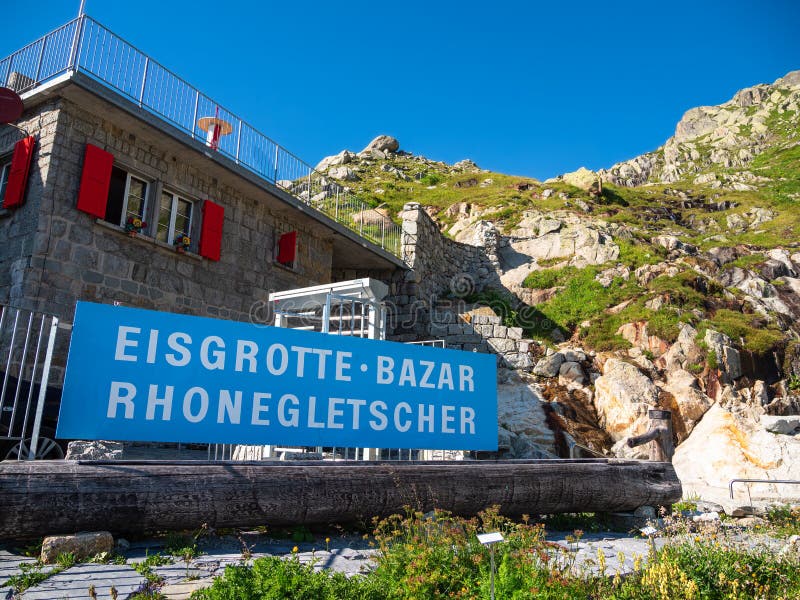 Ice Grotto Bazaar Rhone Glacier Editorial Image - Image of sign, grotto ...
