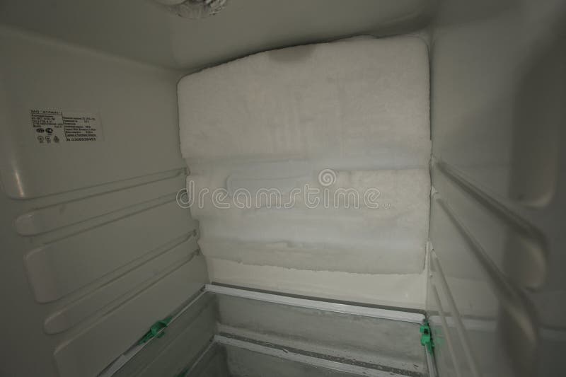 Ice Has Frozen Inside the Home Refrigerator Open Door Stock Image - Image of household ...