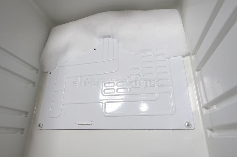 Ice Has Frozen Inside the Home Refrigerator Open Door Stock Image ...