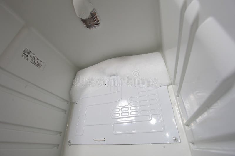 Ice Has Frozen Inside the Home Refrigerator Open Door Stock Photo ...