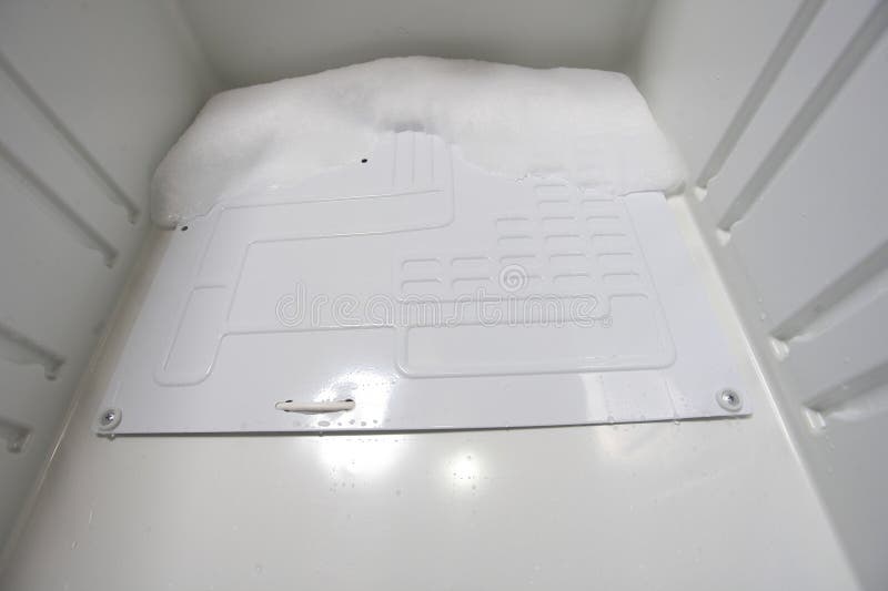Ice Has Frozen Inside the Home Refrigerator Open Door Stock Image ...
