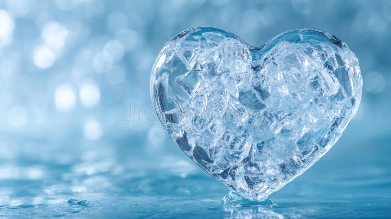 Ice Heart Sculpture on Light Blue Background, Symbol of Cold Love Stock ...