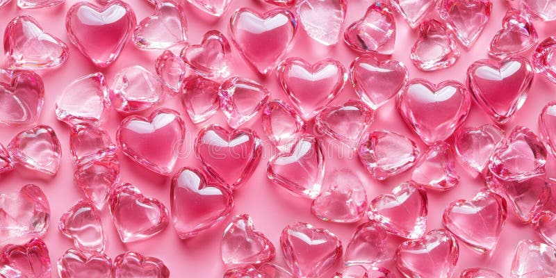 Ice Hearts on Pink Background for Valentine S Day. Stock Photo - Image ...