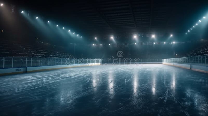 Ice Hockey Arena with Lights and Ice Skates. 3d Rendering Generative Ai ...