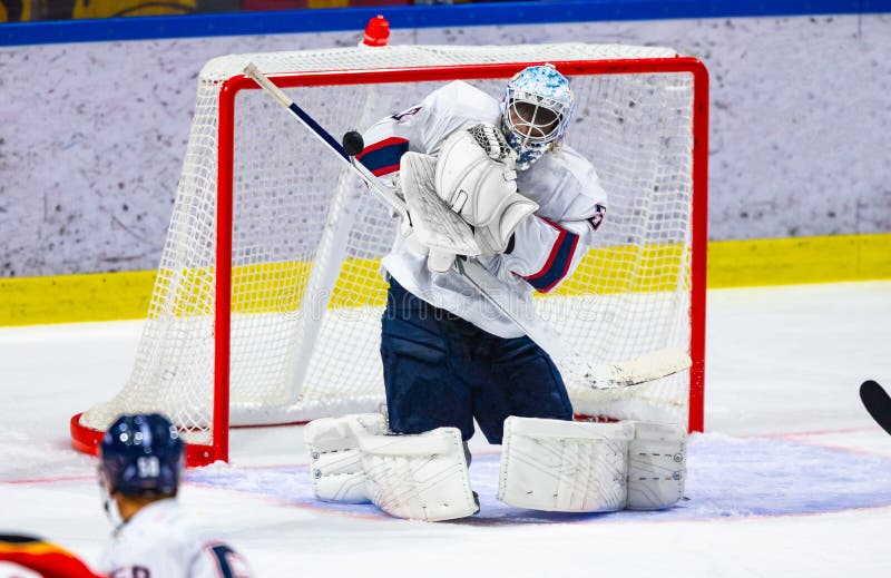 Ice Hockey Goalie Makes a Save Stock Image - Image of celebrating ...
