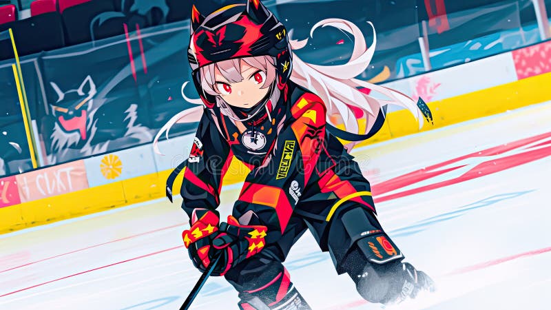Ice Hockey Player Anime Art Style - Generative AI Stock Illustration ...