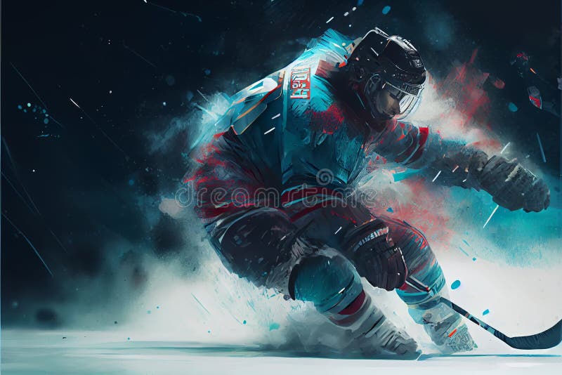 Ice Hockey Player in Motion on the Ice Stock Illustration ...