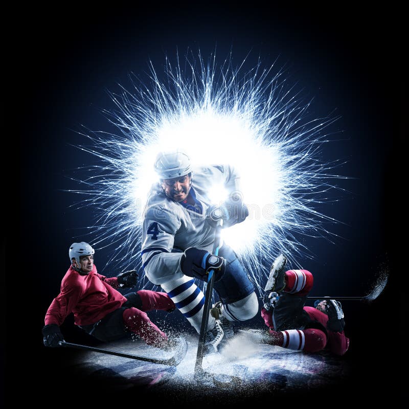 Ice Hockey Players are Skating on a Abstract Background Stock Image ...