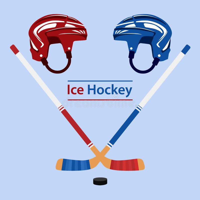 Ice Hockey Poster in Flat Design with Puck Helmet and Stick Stock ...