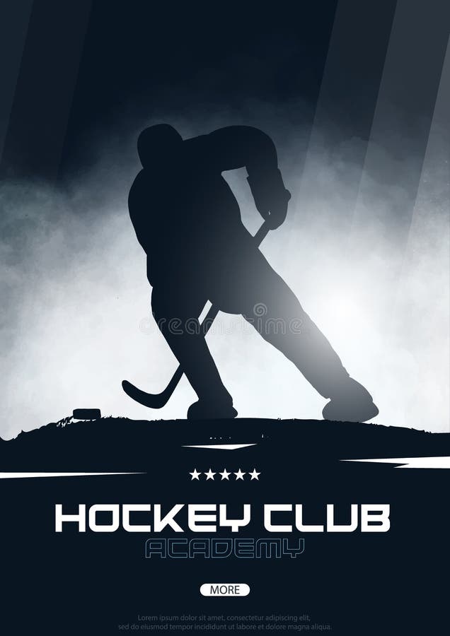Ice Hockey Poster with Player and Stick. Stock Vector - Illustration of ...