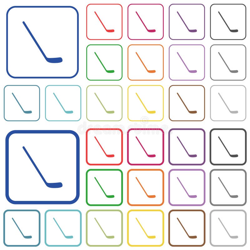 Ice Hockey Stick Outlined Flat Color Icons Stock Vector - Illustration ...