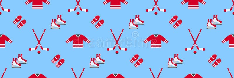 Ice Hockey Vector Repeat Backdrop. Winter Outdoors Seamless Pattern ...