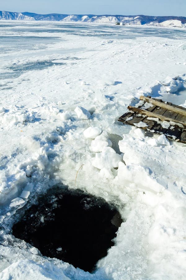 An Ice Hole for Getting Drink Water from the Baikal Stock Image - Image ...
