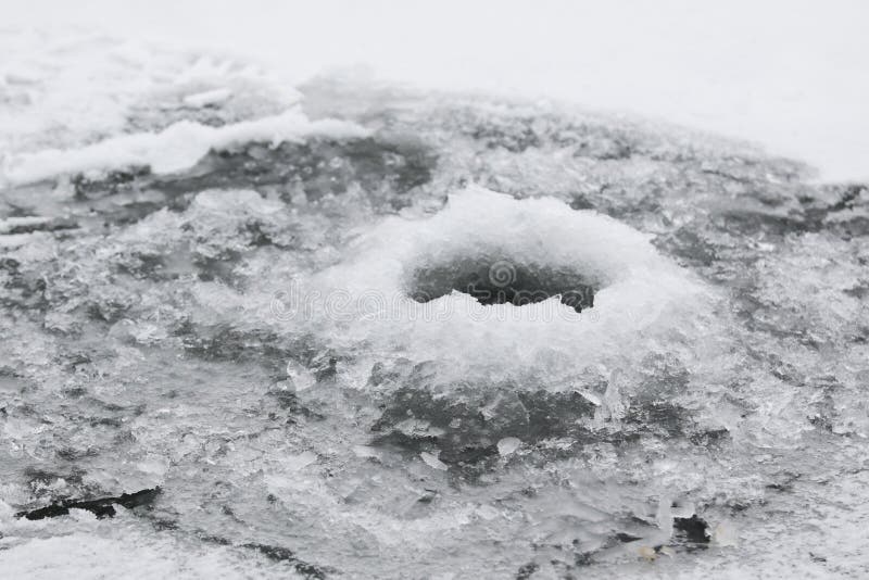 Ice Hole for a Winter Ice Fishing Stock Photo - Image of recreation ...