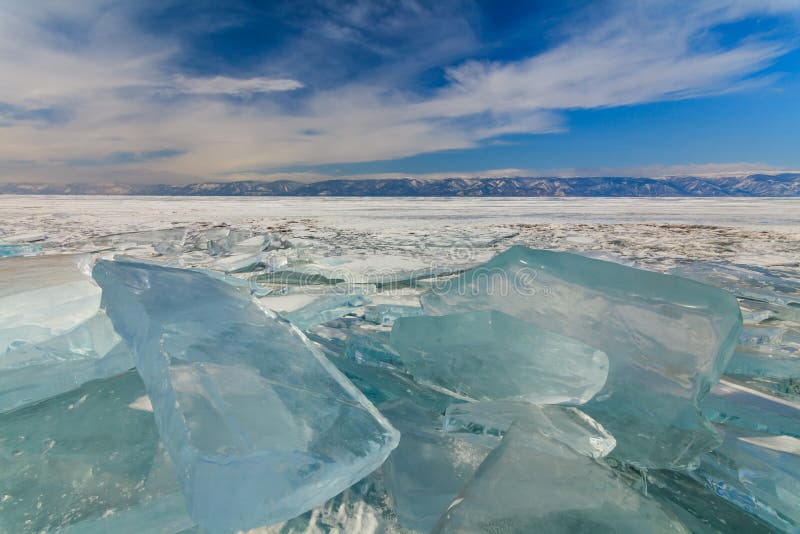 Ice Hummocks on the Frozen Lake Baikal Stock Photo - Image of march ...