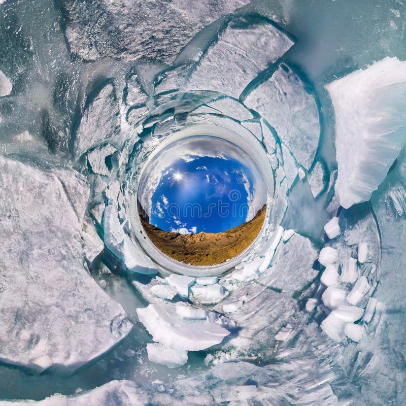 Ice Hummocks in Polar Spherical Projection of Little Planet Stock Photo ...