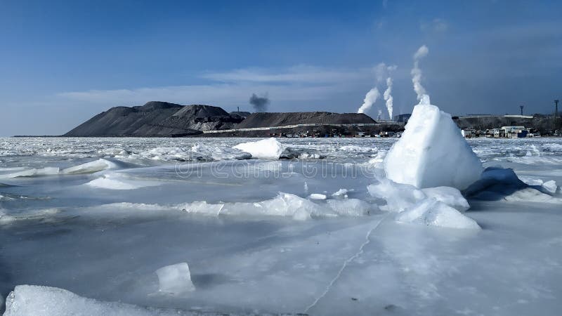 Ice Hummocks on the Sea Coast in Winter Stock Photo - Image of hummock ...