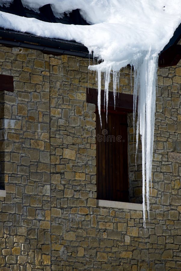 Ice Icicles in a Building in the Spanish Pyrenees Stock Photo - Image ...