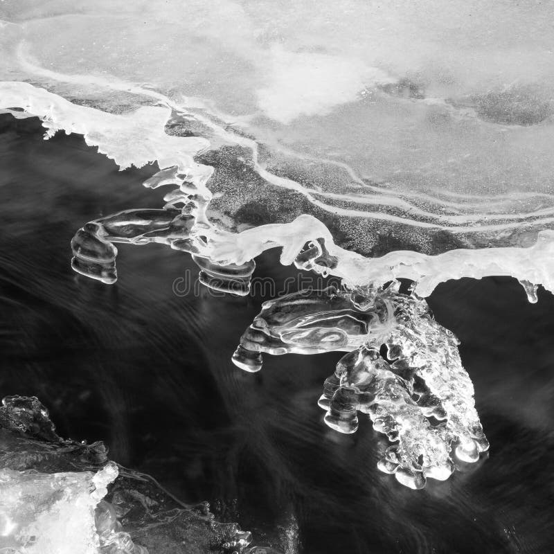 Ice Icicles and Flowing Water Stock Image - Image of icicle, freeze ...