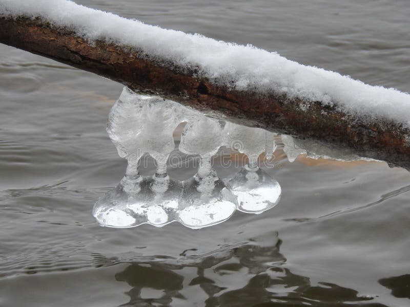 Ice Icicles Over Water in Winter, Lithuania Stock Image - Image of ...