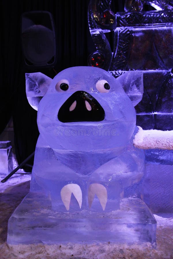 Sculpture of a Pig Made of Ice Stock Image - Image of sculpture, snow ...