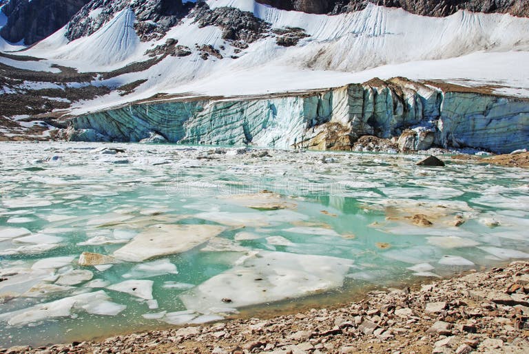 Ice lake stock image. Image of cavell, blocks, snow, rock - 5792005