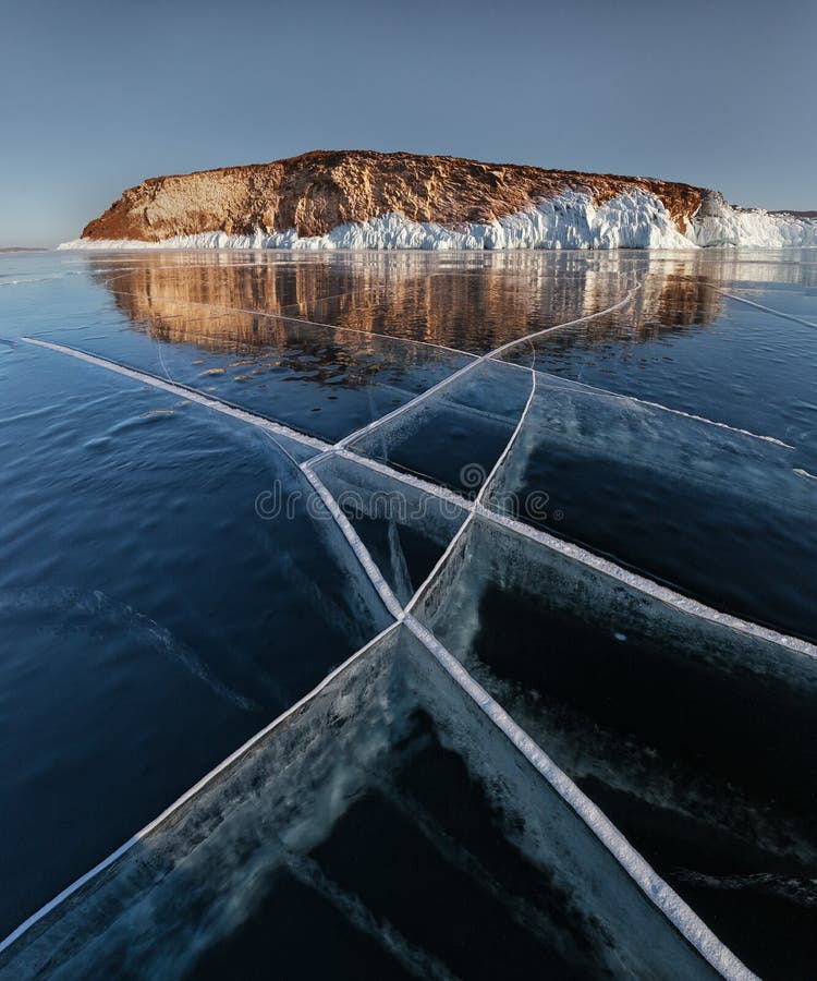 Ice on Lake Baikal Russia stock image. Image of tourism - 169140445