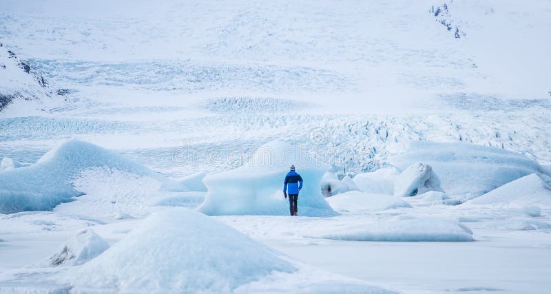 Walking Alone stock photo. Image of glaciar, icelake - 102693074