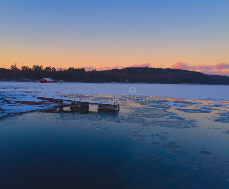 Ice lake editorial image. Image of winter, sunset, snow - 47597245