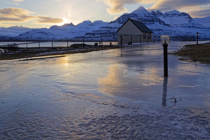 Ice on the land stock photo. Image of iceland, twilight - 68977224