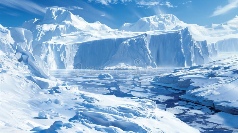 Ice Landscape in Antarctica Stock Illustration - Illustration of cold ...