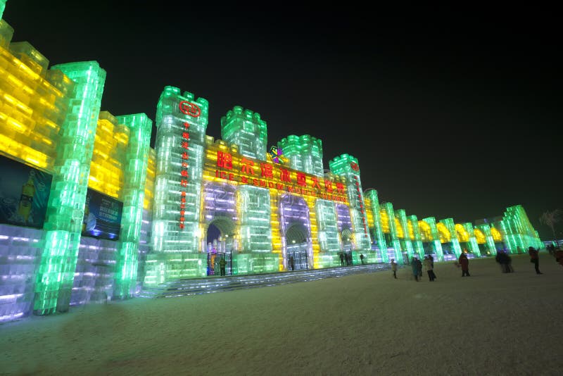 Ice Sculpture of the Coliseum at the Harbin Ice and Snow World in ...