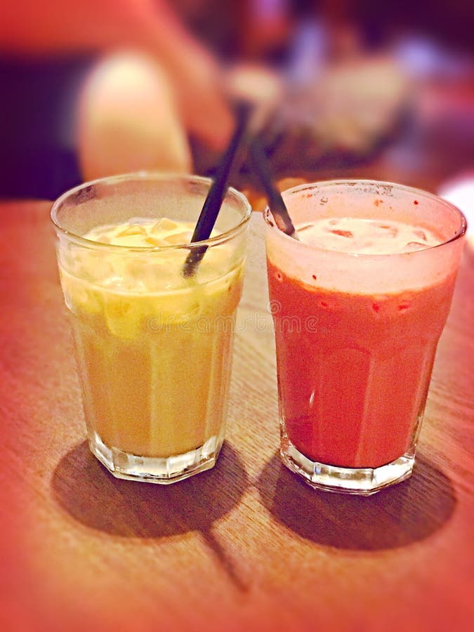 Ice Latte & Ice Red Velvet Latte Stock Image - Image of velvet, drinks ...