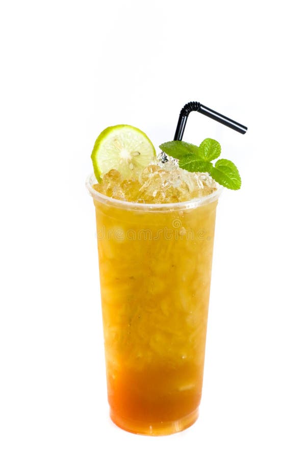 Ice Lemon Tea Mix Honey Bee for White Background Stock Image - Image of ...