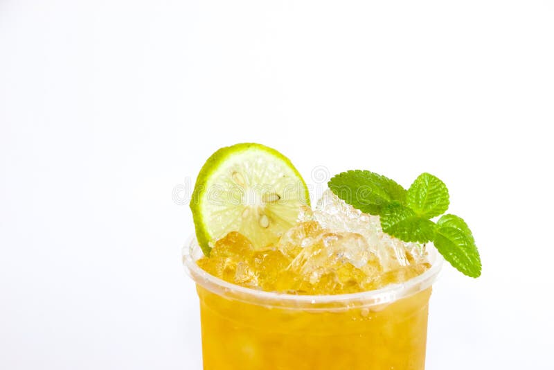 Ice Lemon Tea Mix Honey Bee for White Background Stock Photo - Image of ...