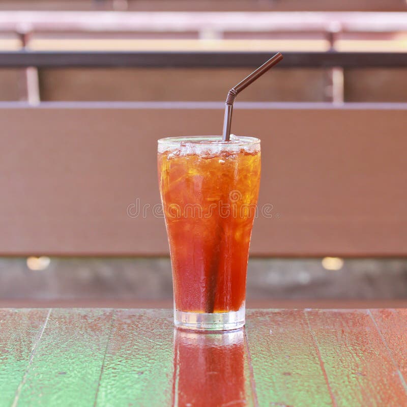 Half Empty Drink of Iced Tea Stock Photo - Image of beverage ...