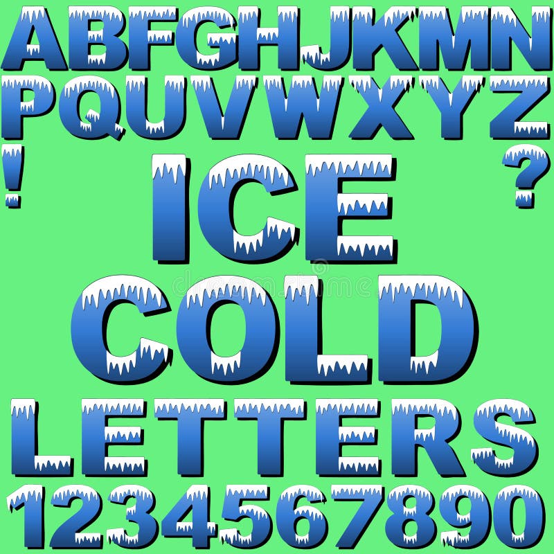 Ice Cold Letters stock vector. Illustration of text, blue - 35343788