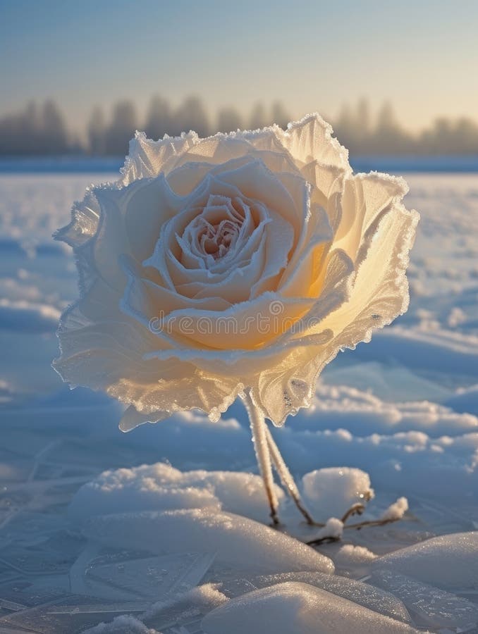 Ice Made Frozen White Rose in Antarctica Stock Illustration ...