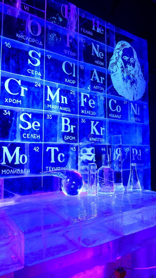 Ice Made Periodic Table of Elements Illuminated with Different Colours ...