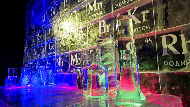 Ice Made Periodic Table of Elements Illuminated with Different Colours ...