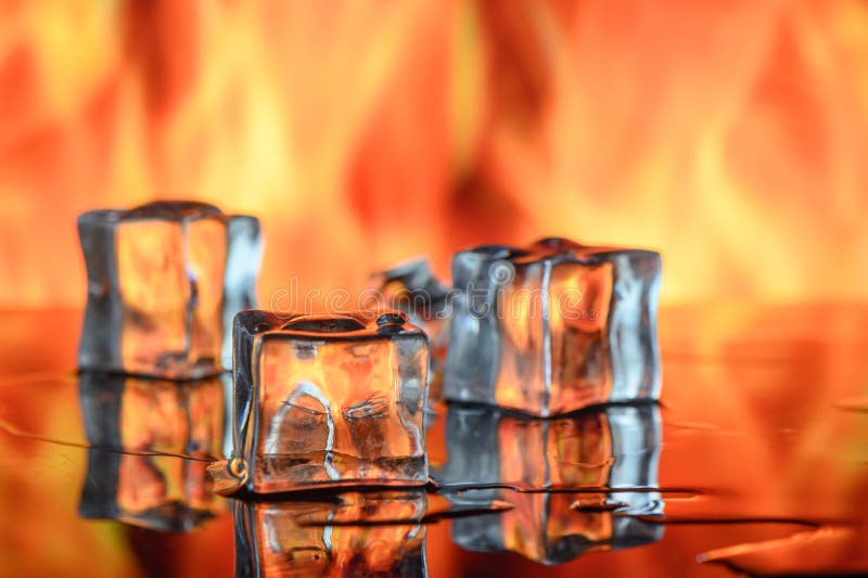 Ice Melting with Flames on Background. 2 Stock Image - Image of ...