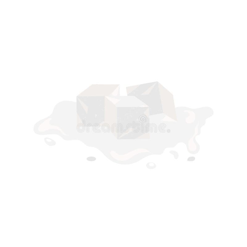 The Ice is Melting. Three Ice Cubes in a Puddle Stock Vector ...