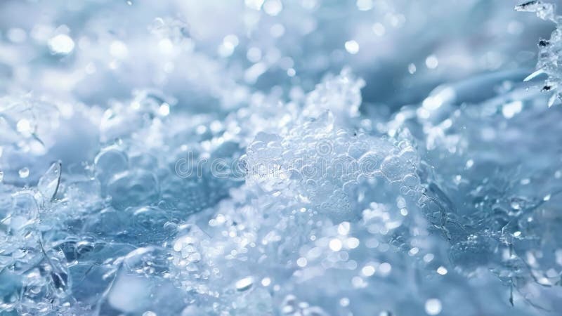 Ice Melting in Water Creating Bubbles and Texture Stock Video - Video ...
