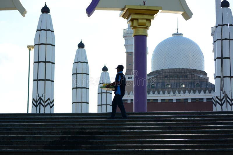 Ice Merchant at the Great Mosque of Central Java Editorial Stock Image ...