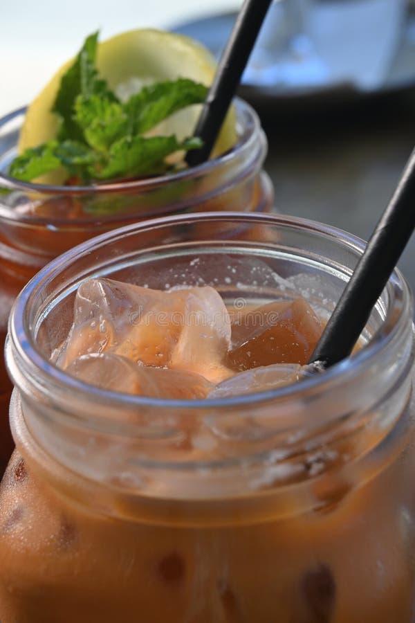 Ice Milk Tea Lemon Tea Thai Style Stock Image - Image of milk, style ...