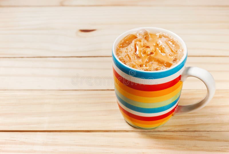 Ice Milk Tea in Rainbow Cup Stock Photo - Image of cream, tasty: 71688254