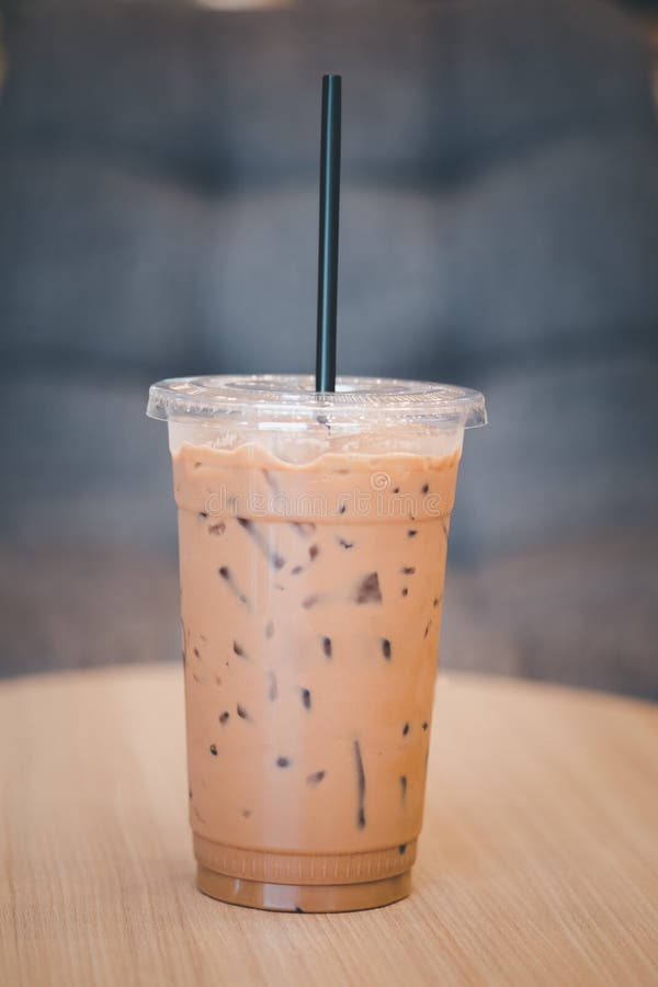 Ice Mocha in Take Away Plastic Cup with Black Staw Stock Image - Image ...