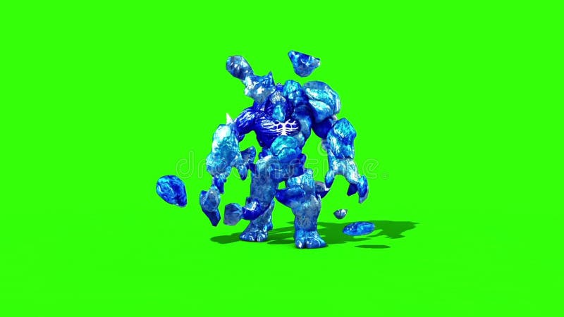 Ice Monster Attacks Green Screen 3D Rendering Animation Stock Video ...