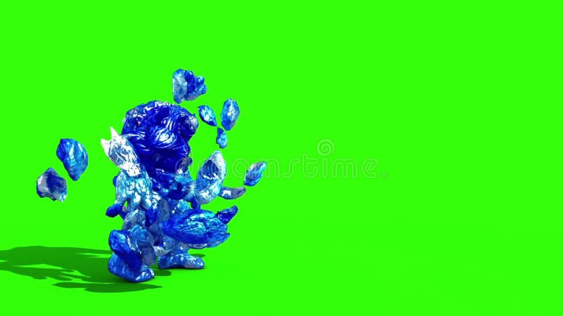 Ice Monster Attacks Green Screen 3D Rendering Animation Stock Video ...